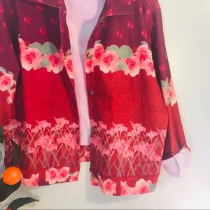 Vintage | Jackets & Coats | Vintage Retro 9s Rose Floral Denim Jacket ...